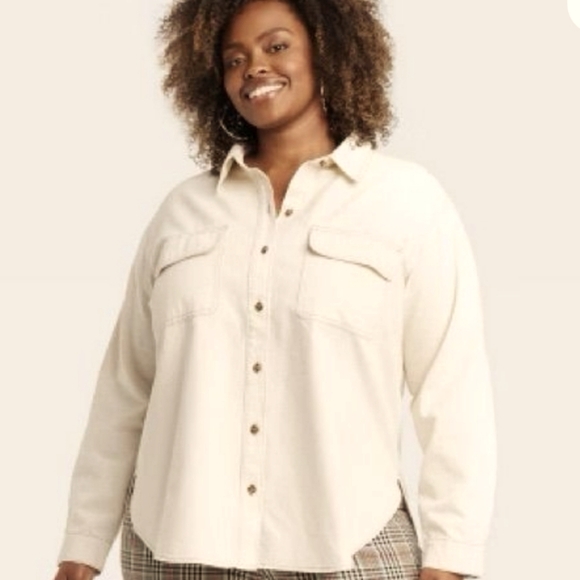 Ava & Viv | Tops | Ava Viv Offwhite Buttonup Denim Shirt Shacket | Poshmark